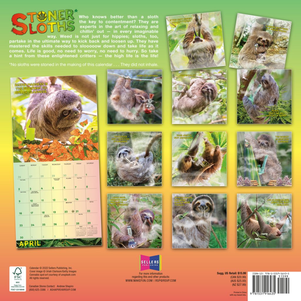 Stoner Sloths 2023 Wall Calendar - RSVP